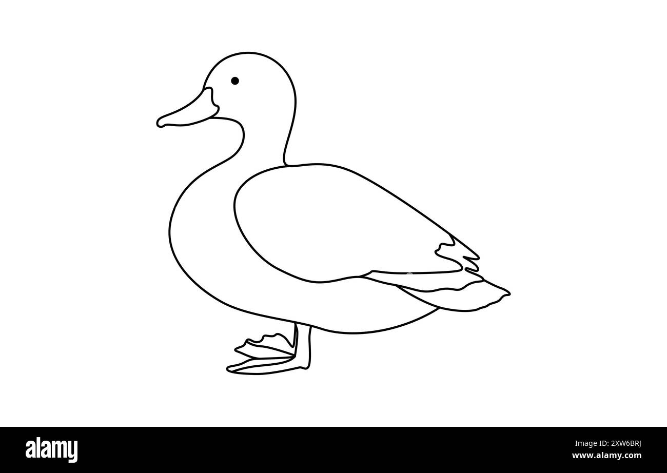 Duck single continuous one line out line vector art drawing Stock ...