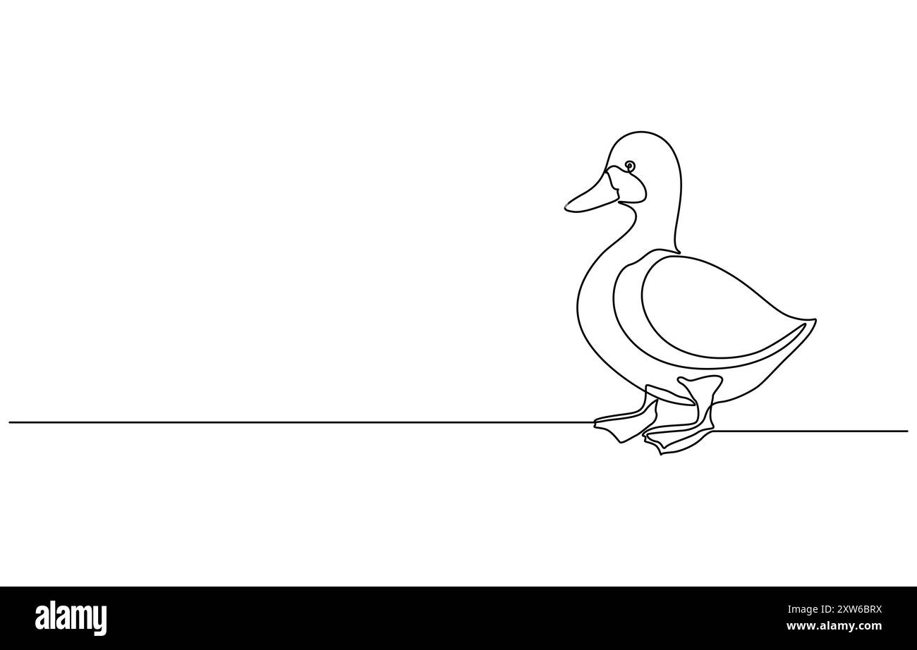 Duck single continuous one line out line vector art drawing Stock ...