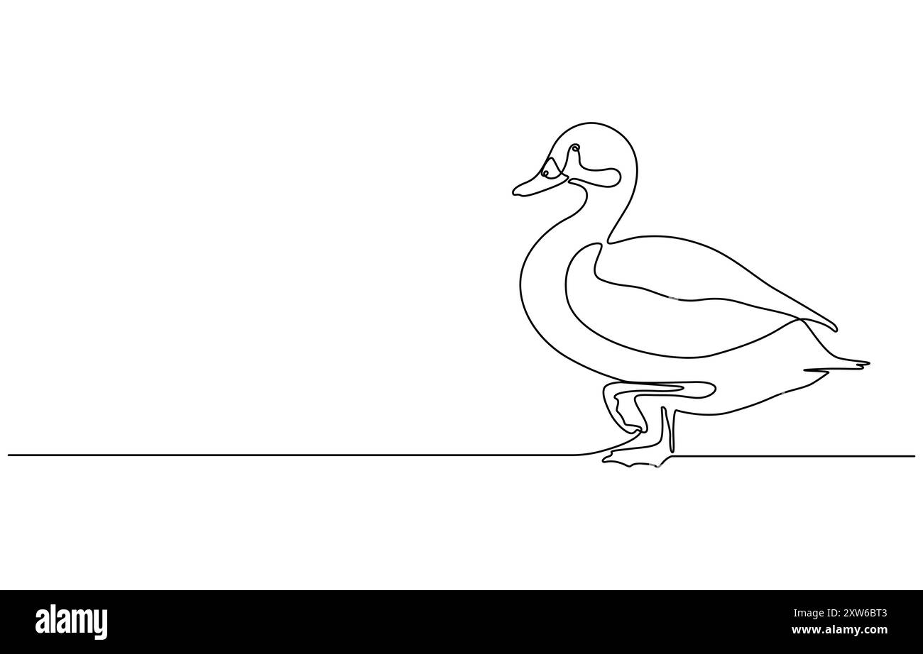 Duck single continuous one line out line vector art drawing Stock ...