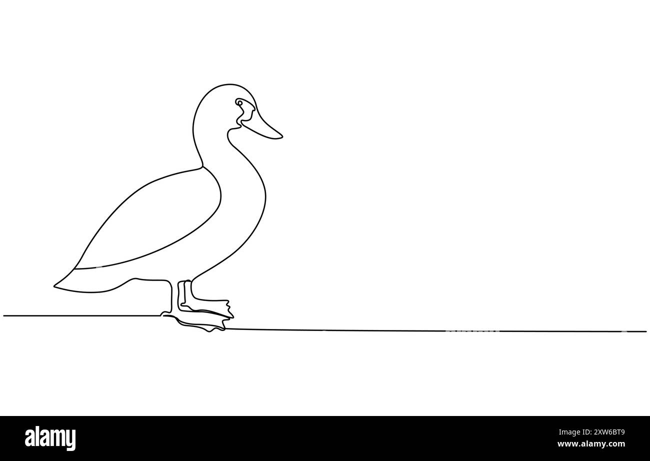 Duck single continuous one line out line vector art drawing Stock ...