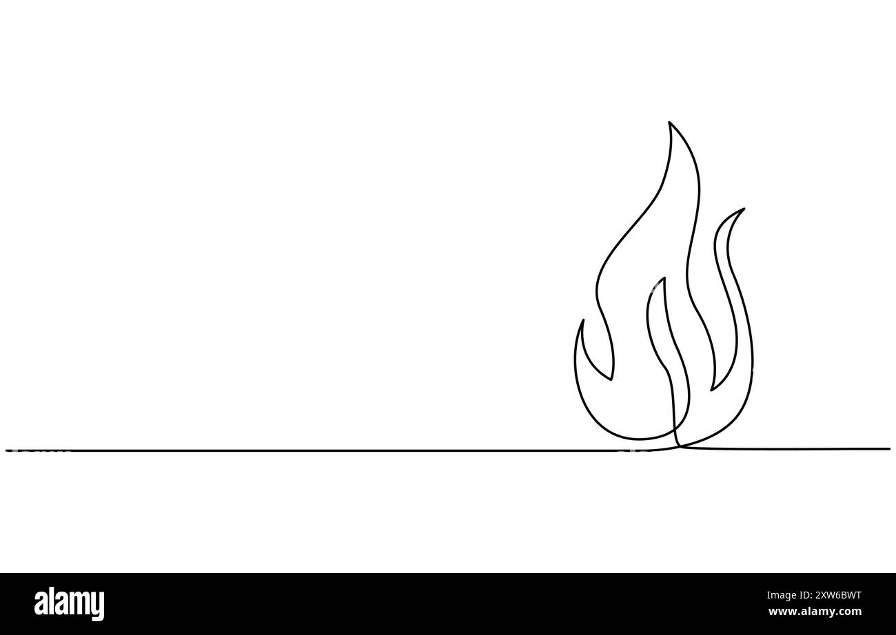 Continuous bonfire drawing single line art, Continuous one line drawing ...
