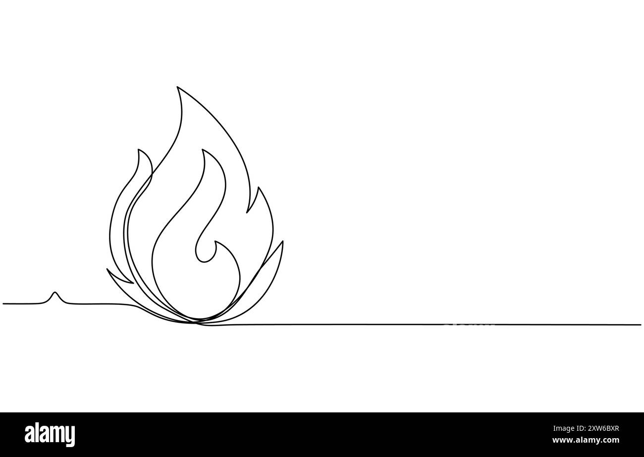 Continuous bonfire drawing single line art, Continuous one line drawing ...