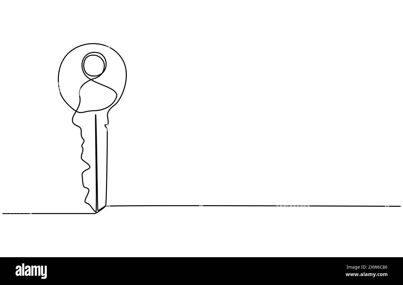 Key single line vector one continuous line drawing of key key line ...