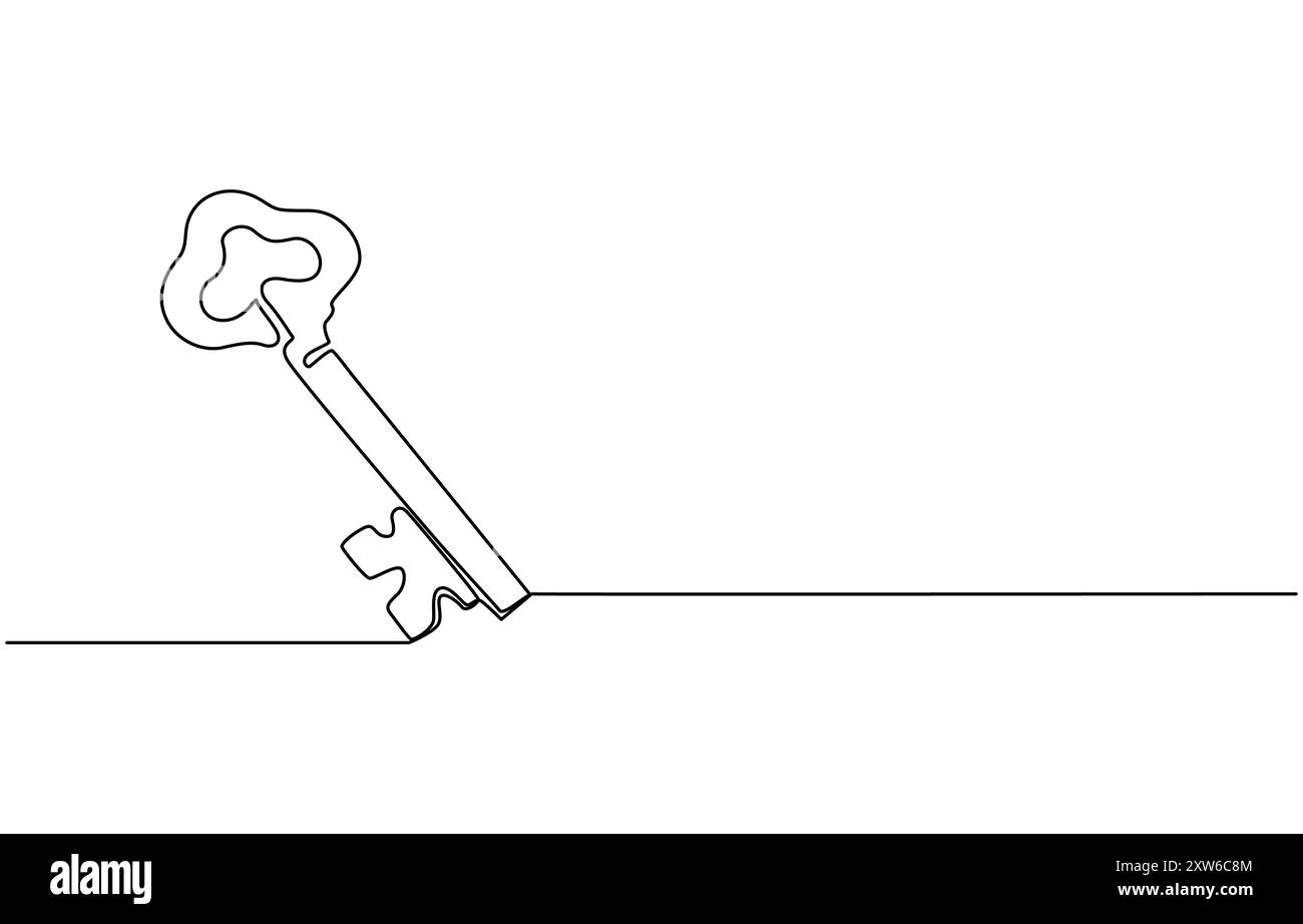 Key single line vector one continuous line drawing of key key line ...