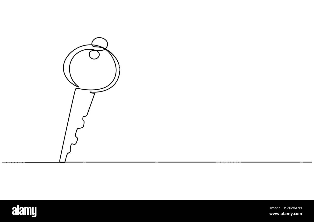 Key single line vector one continuous line drawing of key key line ...