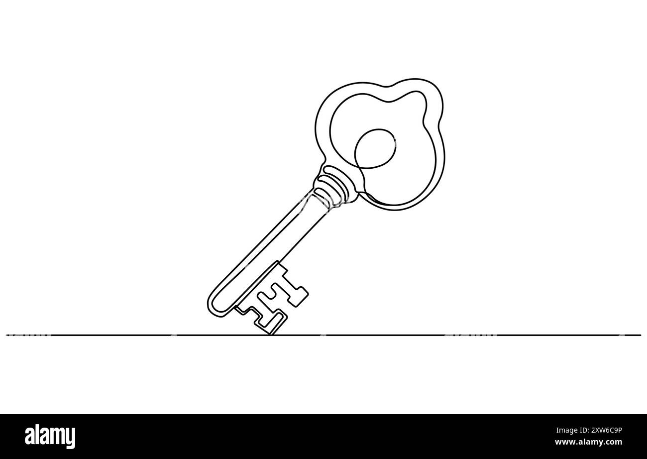 Key single line vector one continuous line drawing of key key line ...
