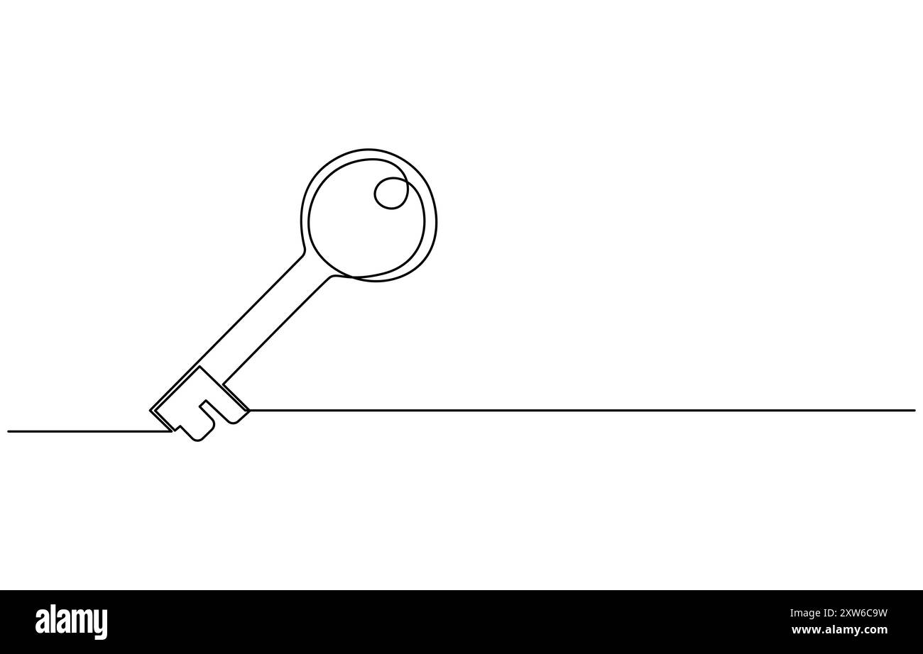 Key single line vector one continuous line drawing of key key line ...