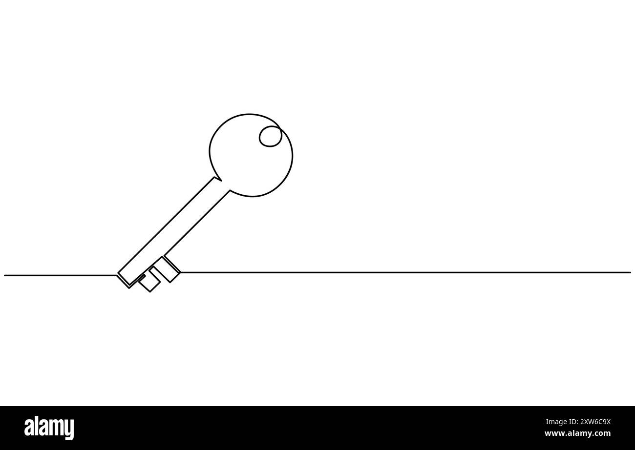 Key single line vector one continuous line drawing of key key line ...