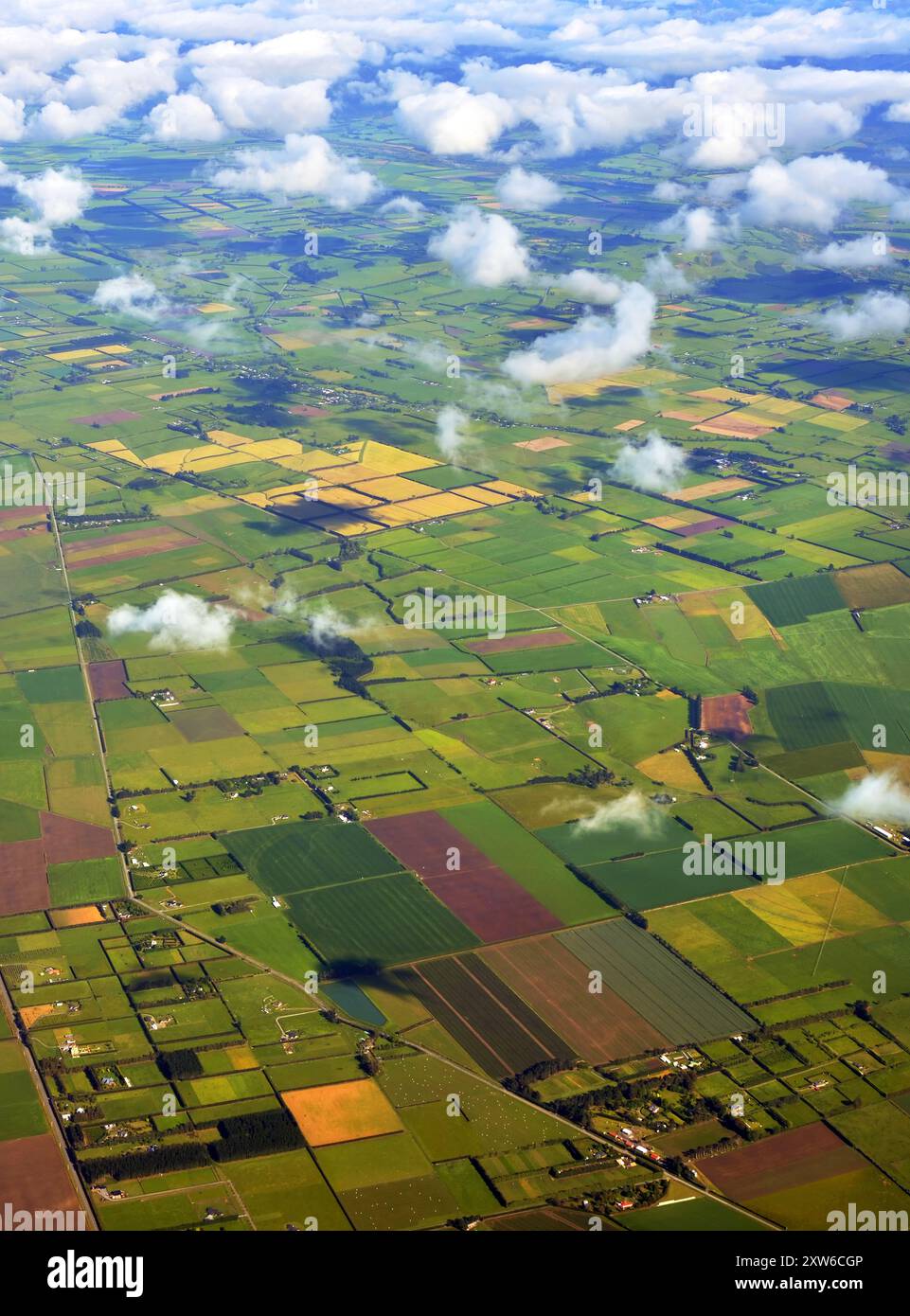 Canterbury Plains aerial view as the mist clears on an Autumn morning ...