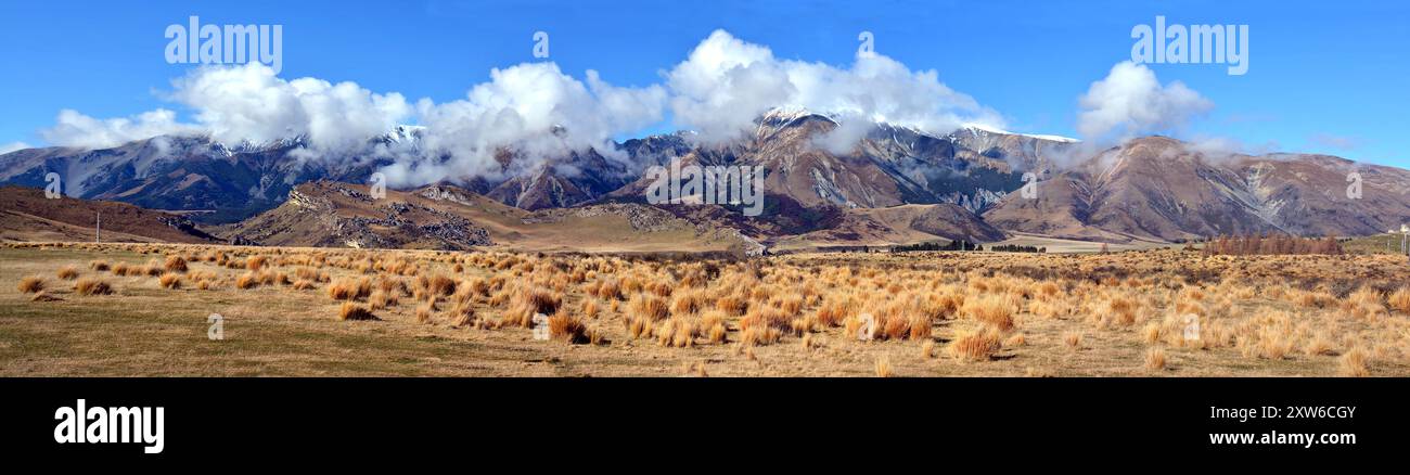 Castle Hill Range of Montains Panorama in Spring, Canterbury New ...