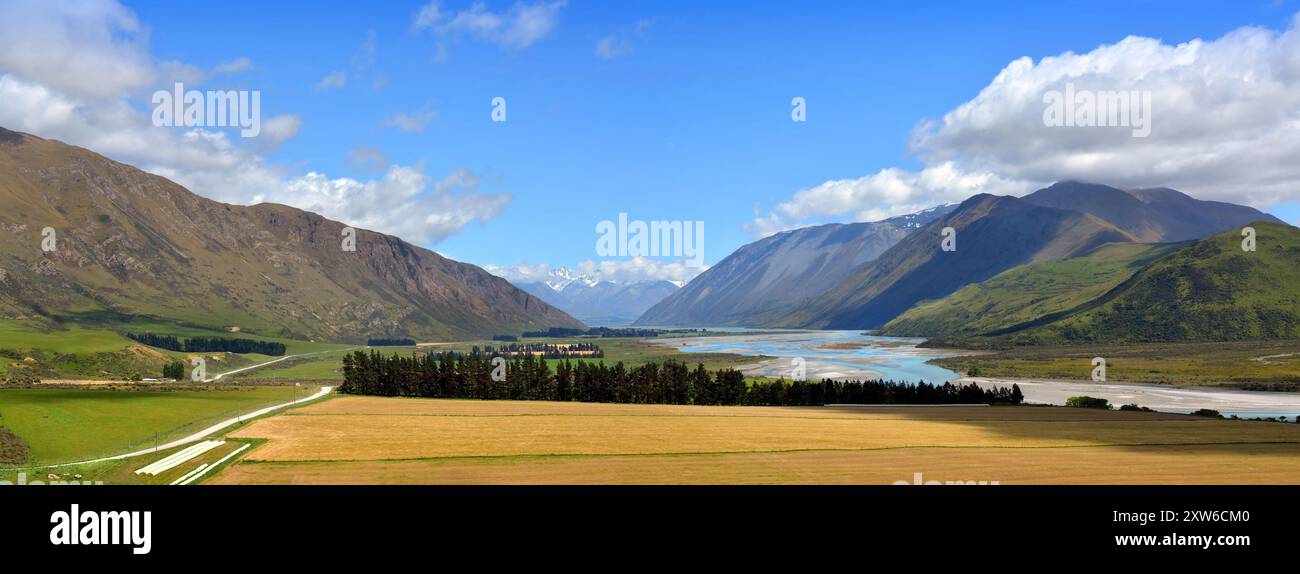Head Waters of the Rangitata River and Mesopotamia Station Panorama New ...