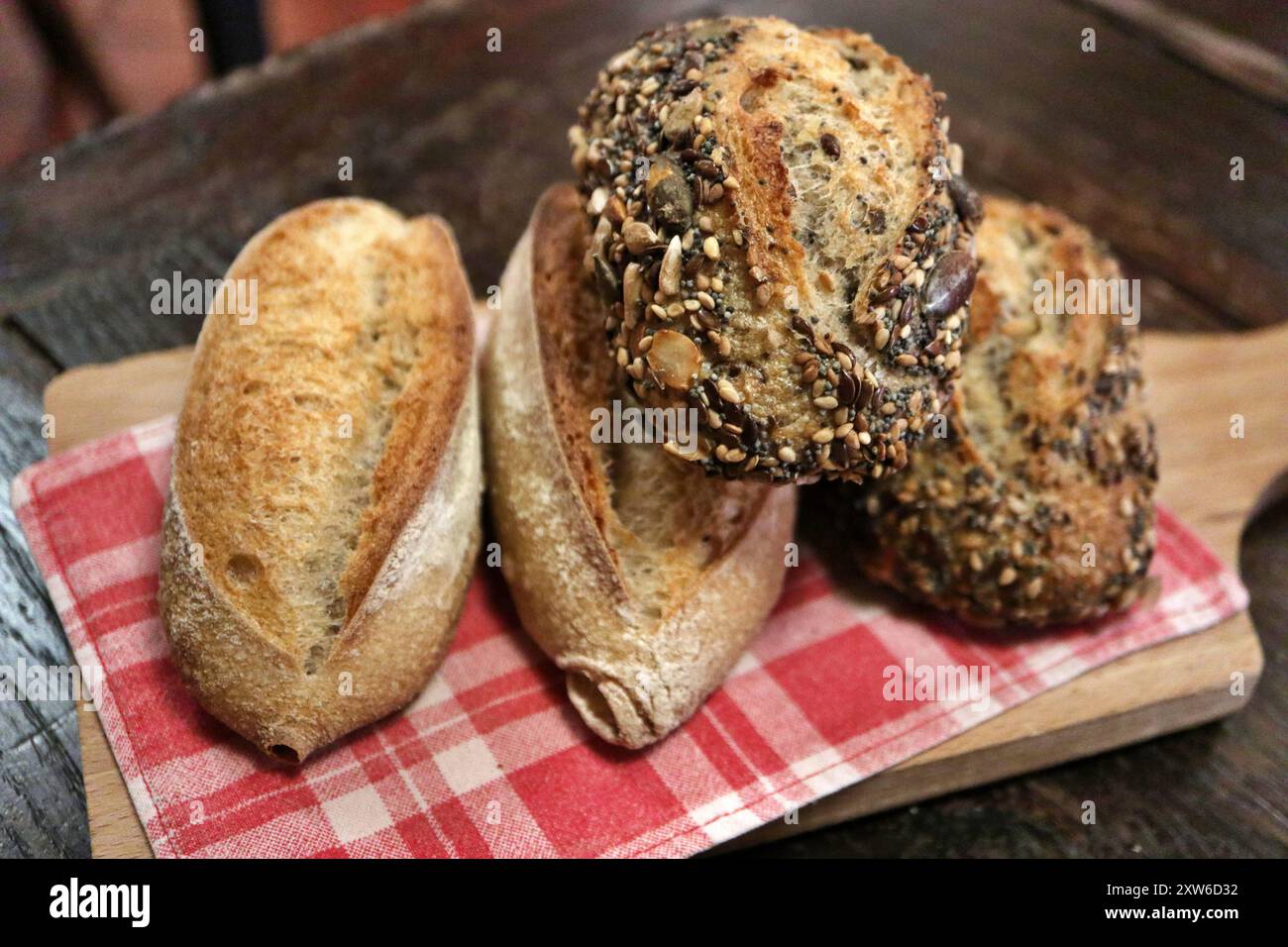French bread: small baguette and multiseed bread in Colmar, France ...