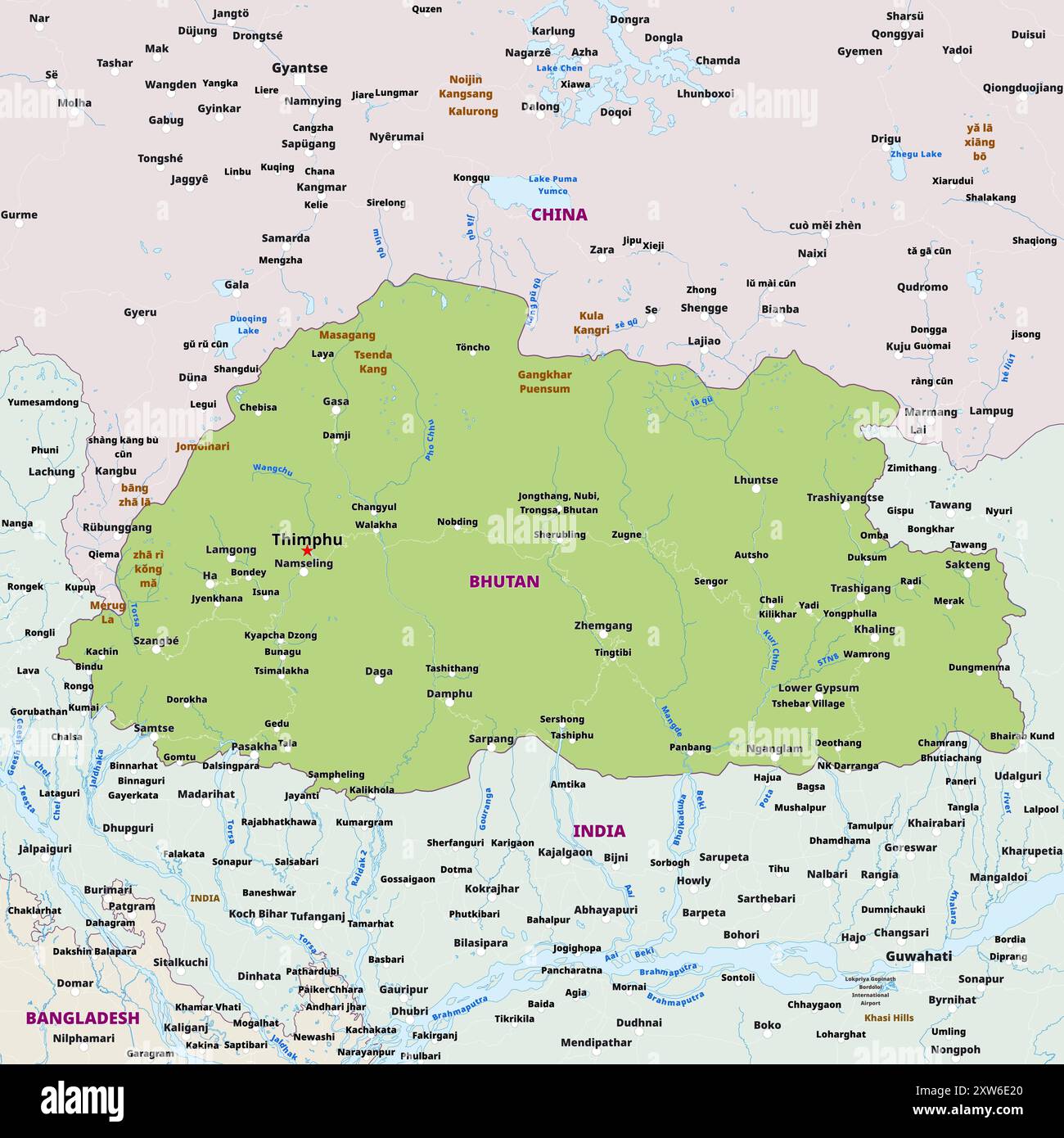 Simple political map of Bhutan Stock Vector Image & Art - Alamy