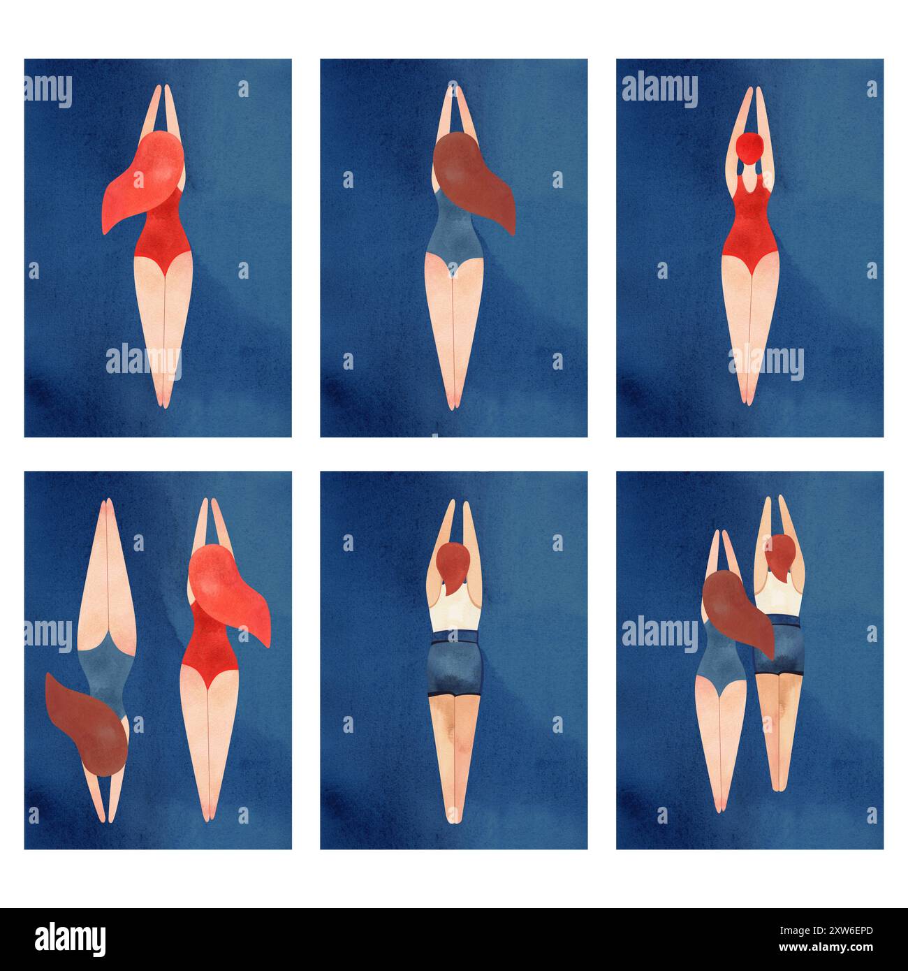 Swimmers, diving, scuba diving, summer holidays at water resorts ...