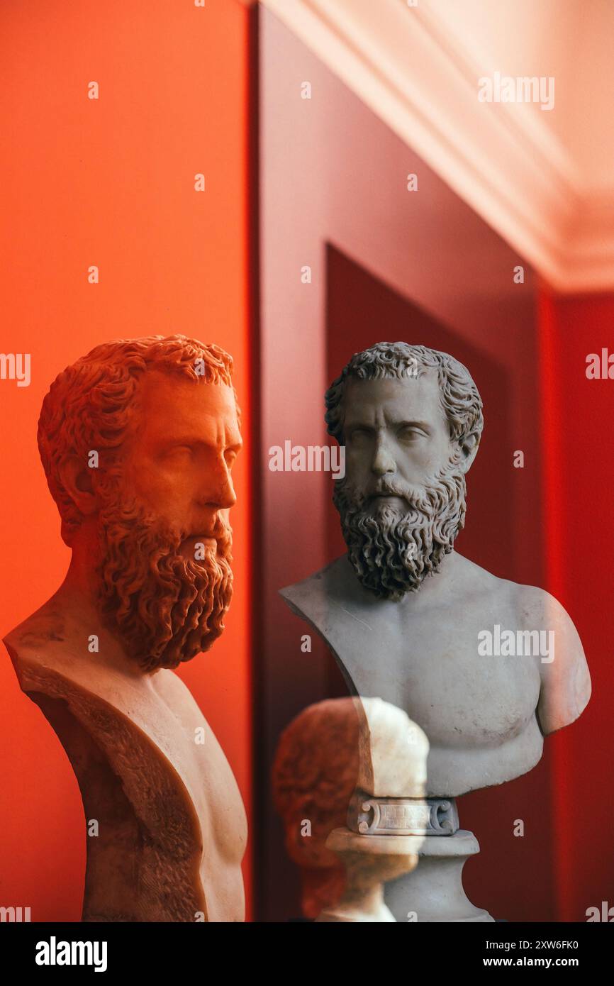 Double exposure of ancient Roman busts at the Ny Carlsberg Glyptotek in ...