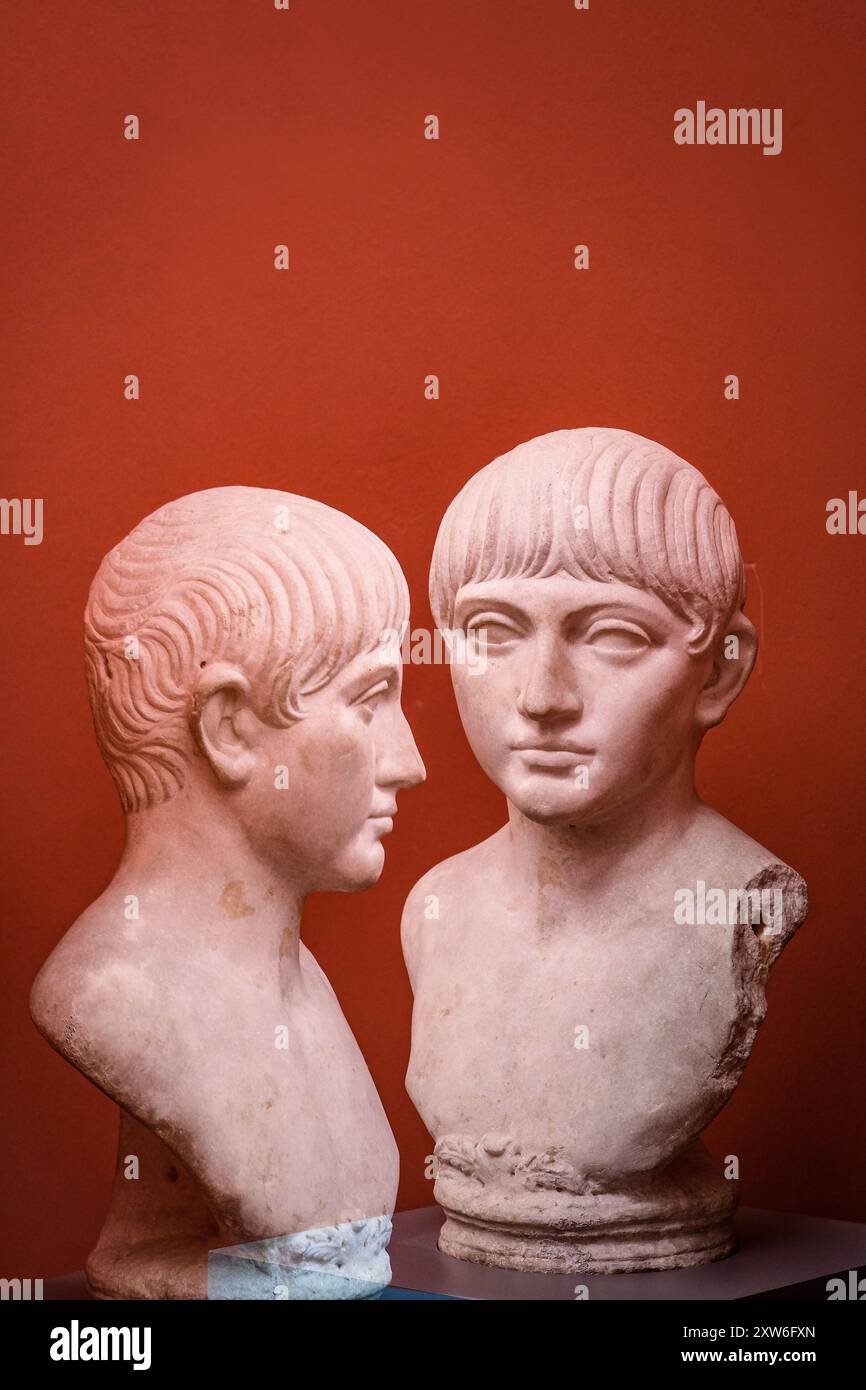 Double exposure of ancient Roman busts at the Ny Carlsberg Glyptotek in ...