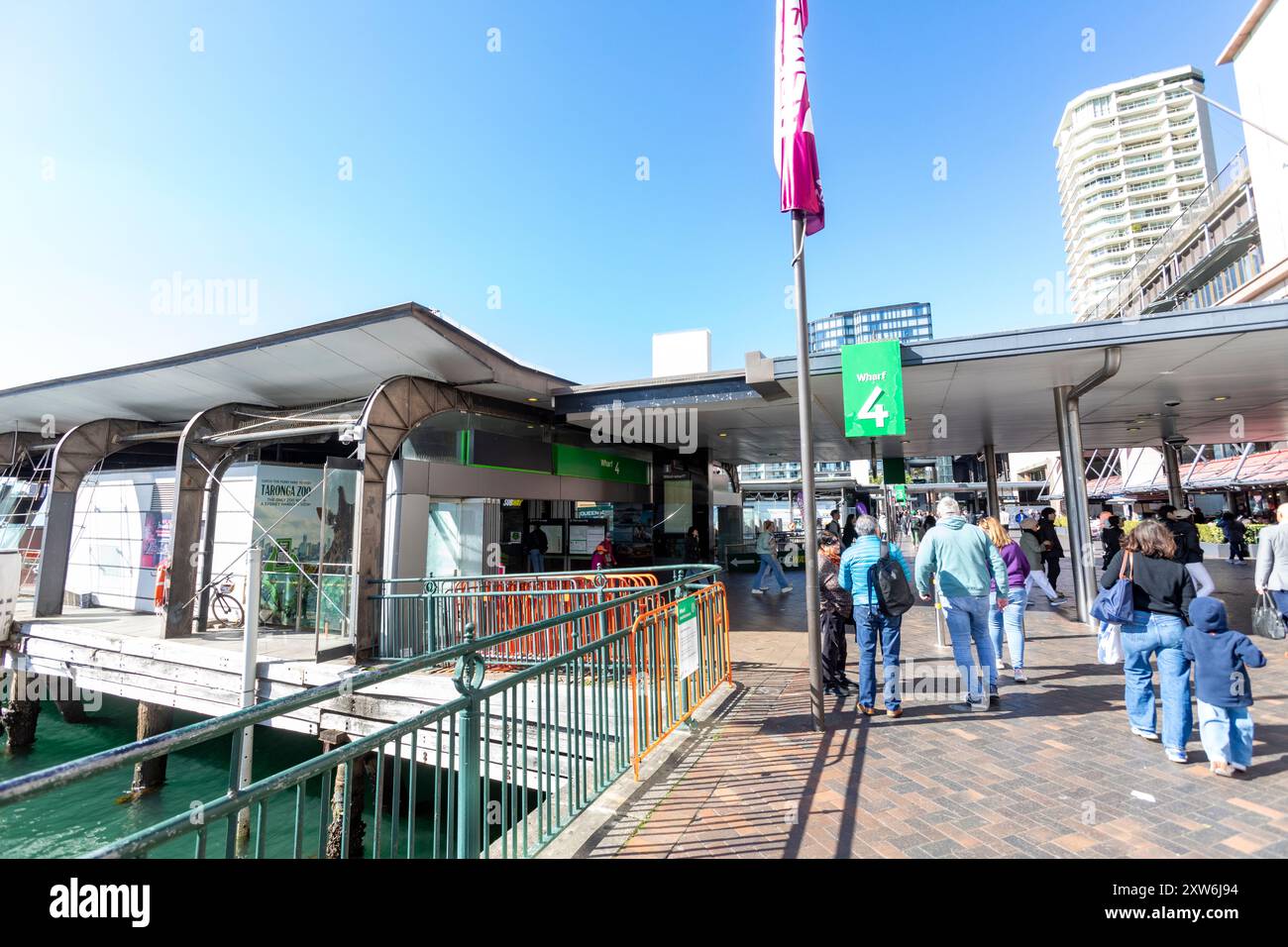 Sydney,Australia, Circular Quay ferry terminal and sign for wharf 4 ...