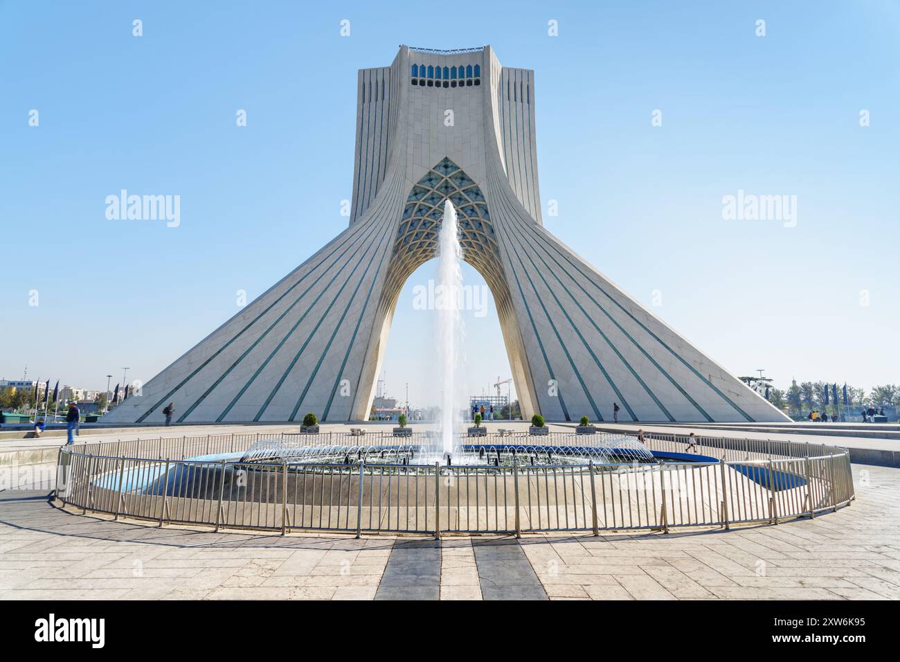 View of the Azadi Tower (Freedom Tower) and fountain, Tehran Stock ...