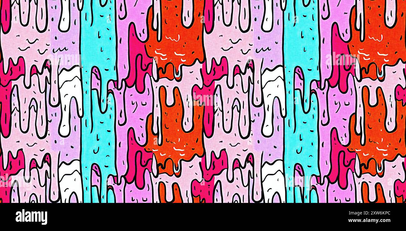 Fun dripping paint effect digital banner pattern with whimsical ink ...