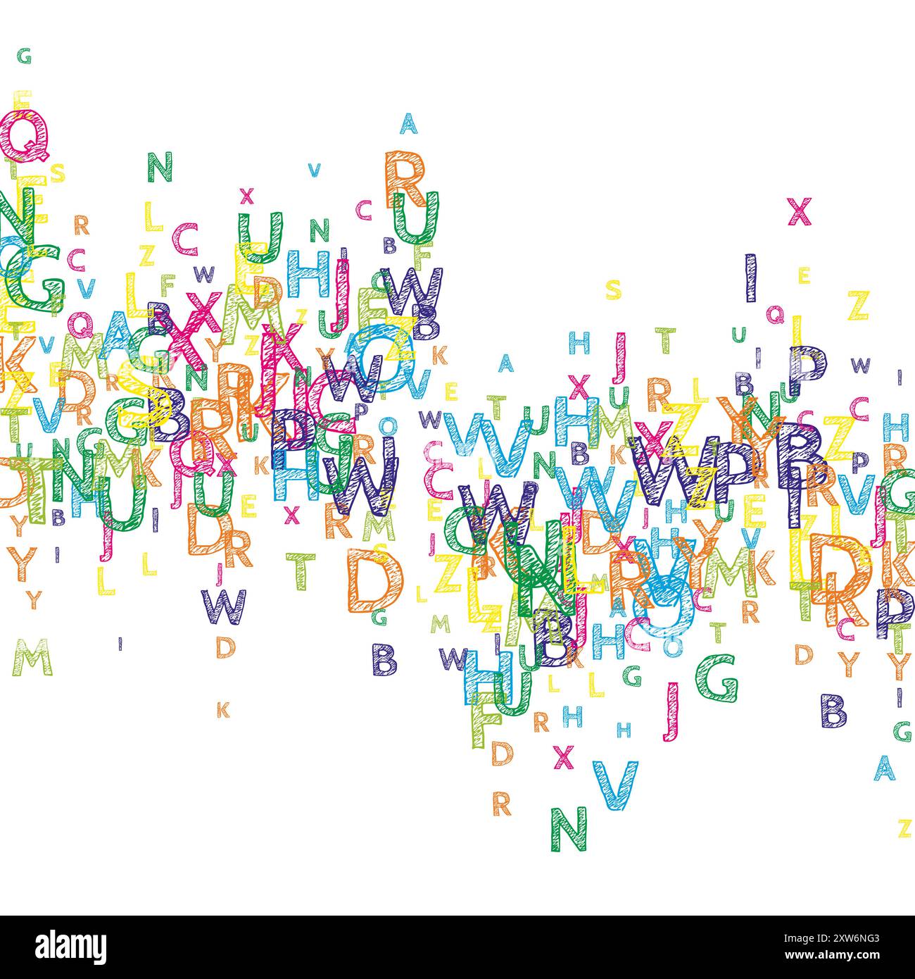 Scattered letters of latin alphabet. Colorful childish floating ...