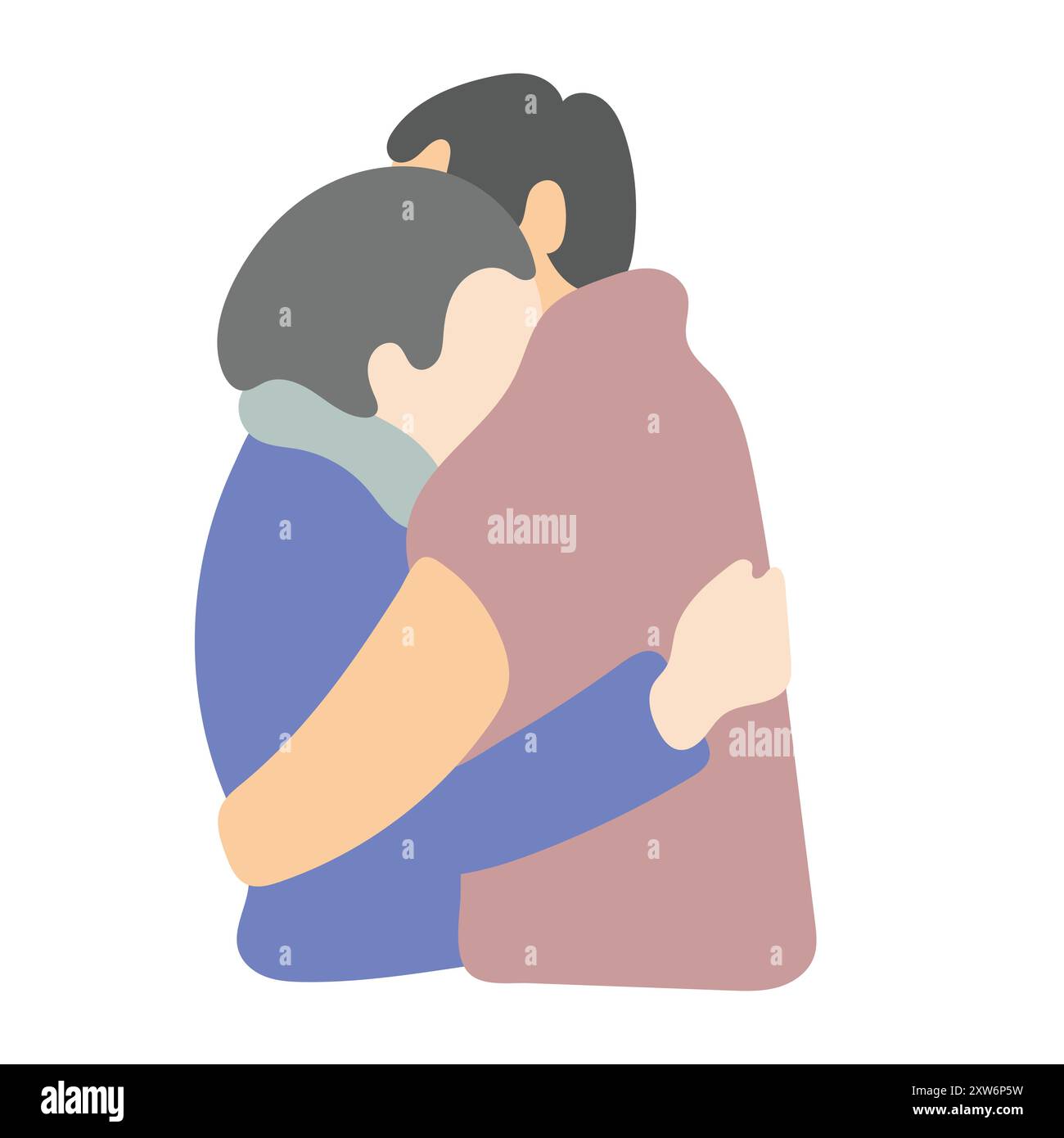 side view of lover couple hugging each other illustration vector ...