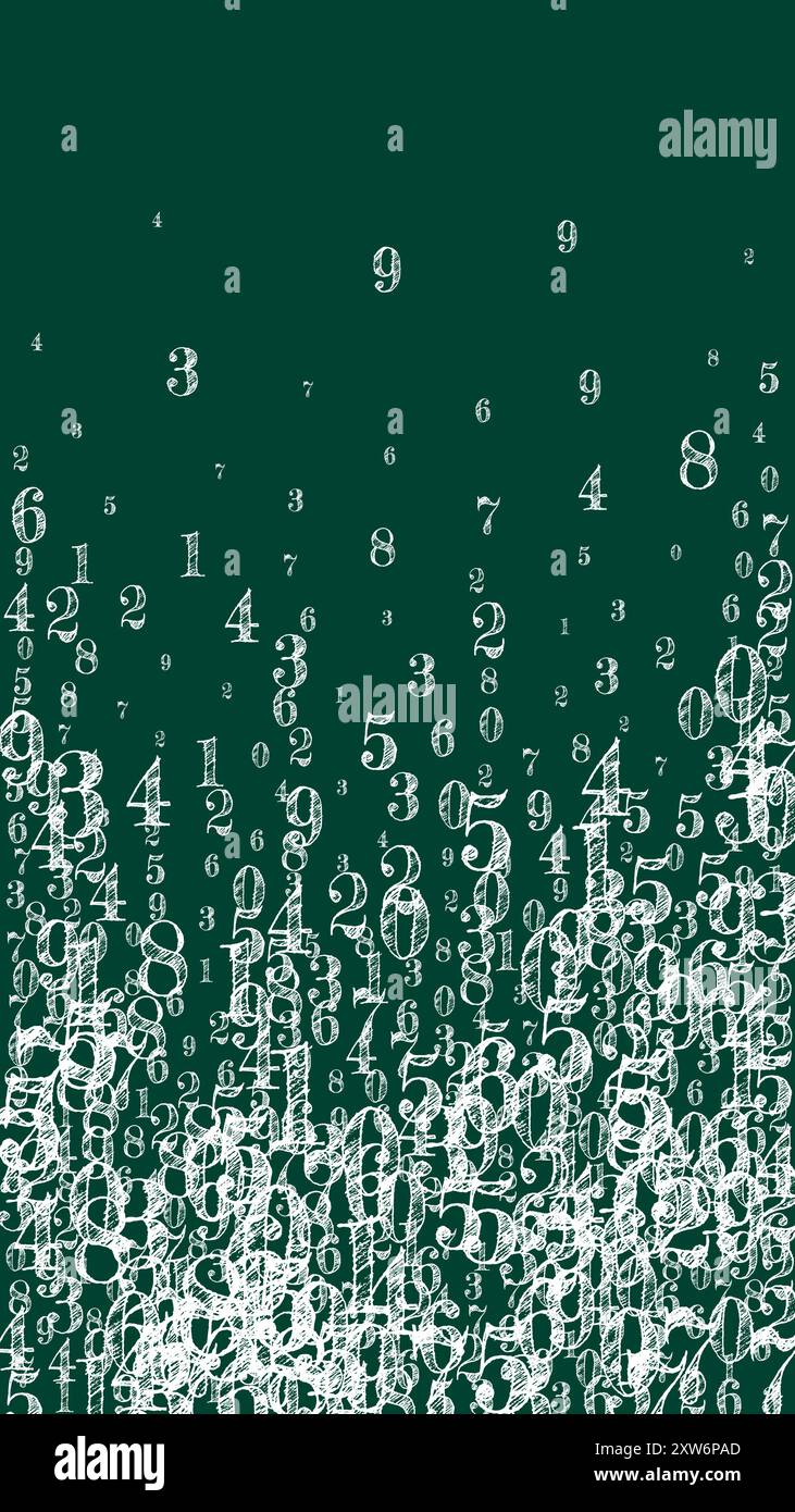 Concept of school background. White chalk numbers and digits falling ...