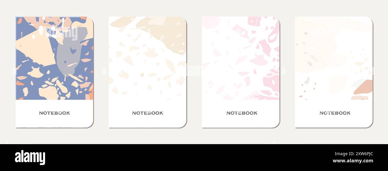 School notebook cover design. Terrazzo abstract background made of ...