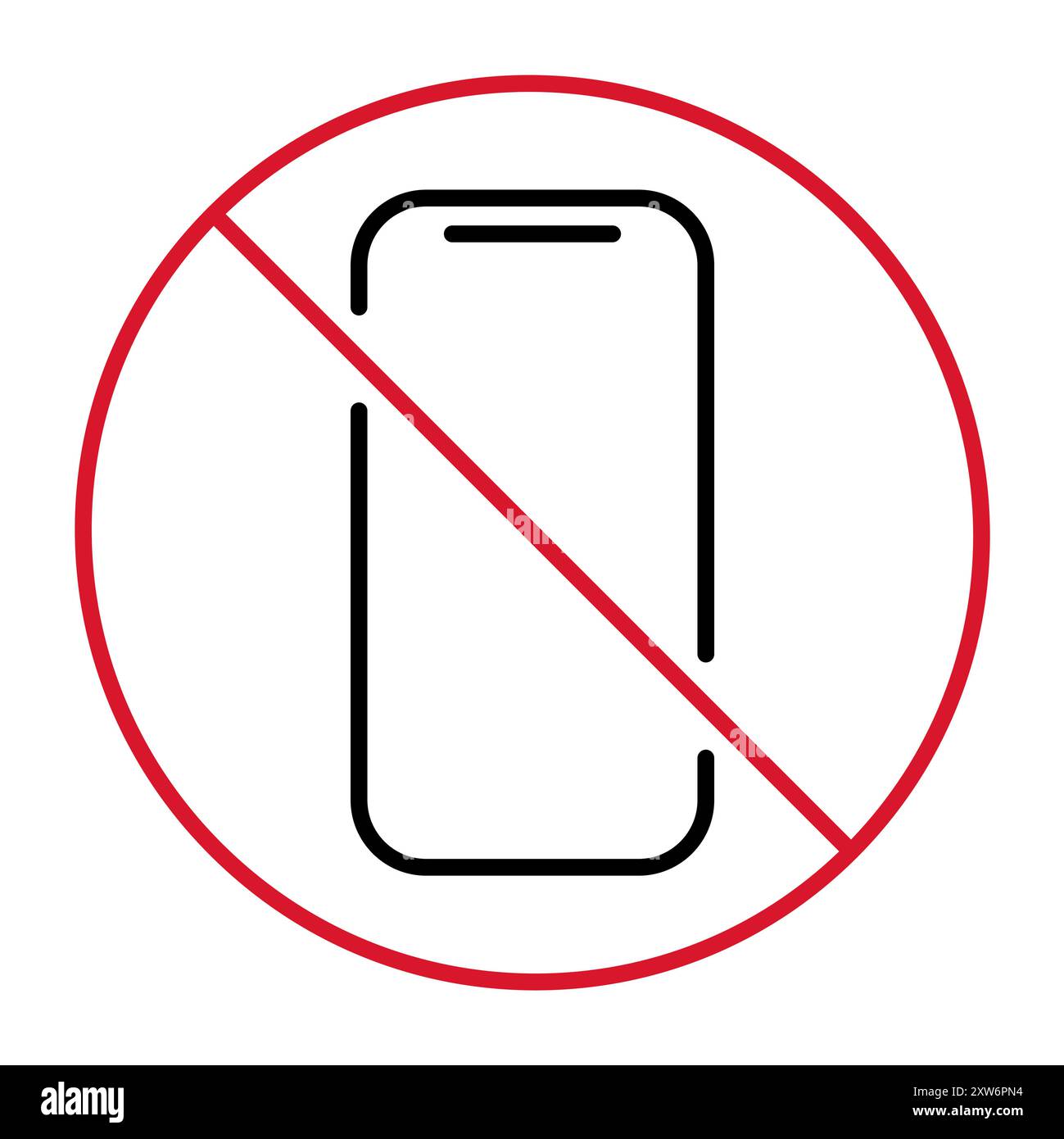 Mobile forbidden icon, no use phone sign, ban smartphone label vector ...
