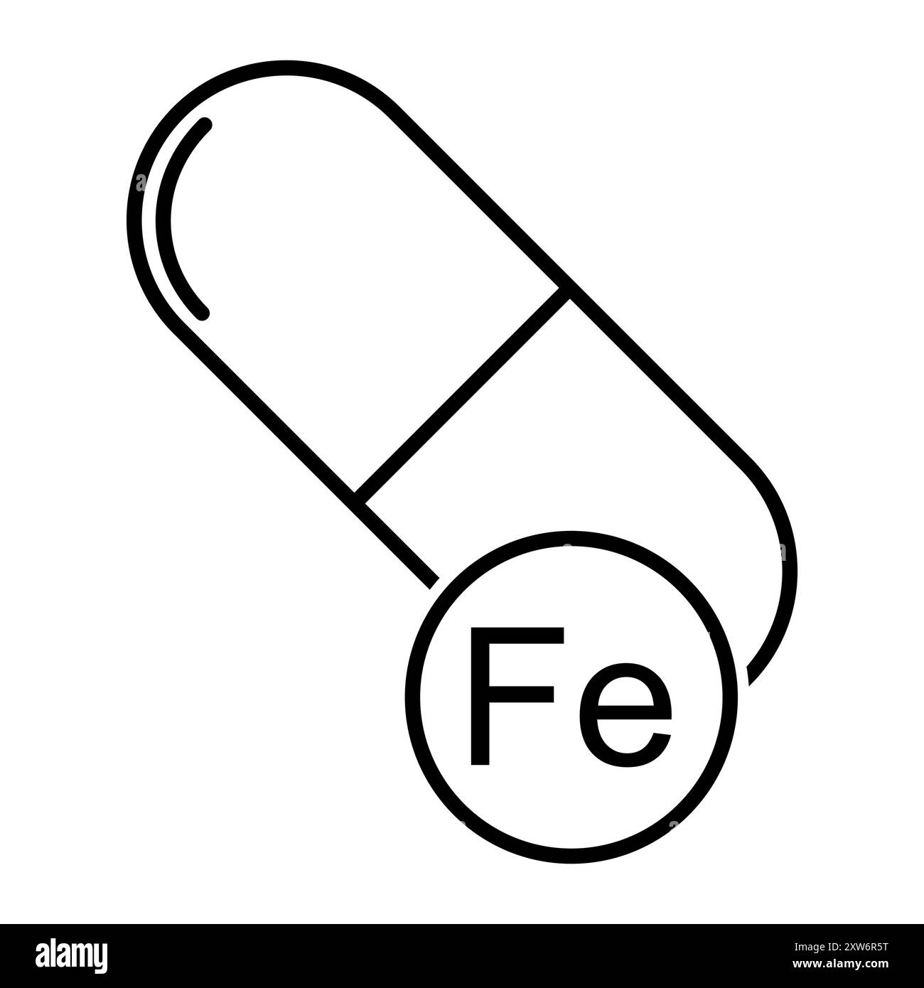 Mineral Fe icon, healthy medicine pill supplement symbol, complex ...