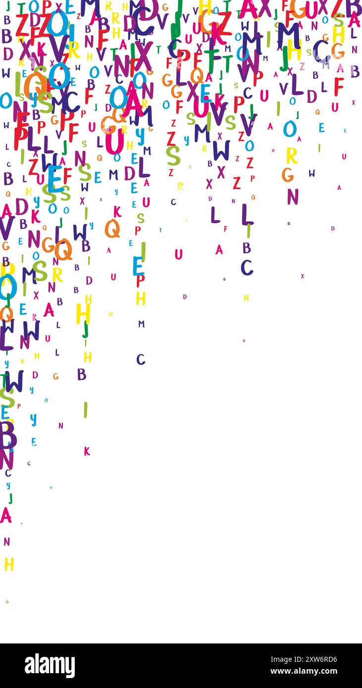Scattered letters of latin alphabet. Colorful childish floating ...