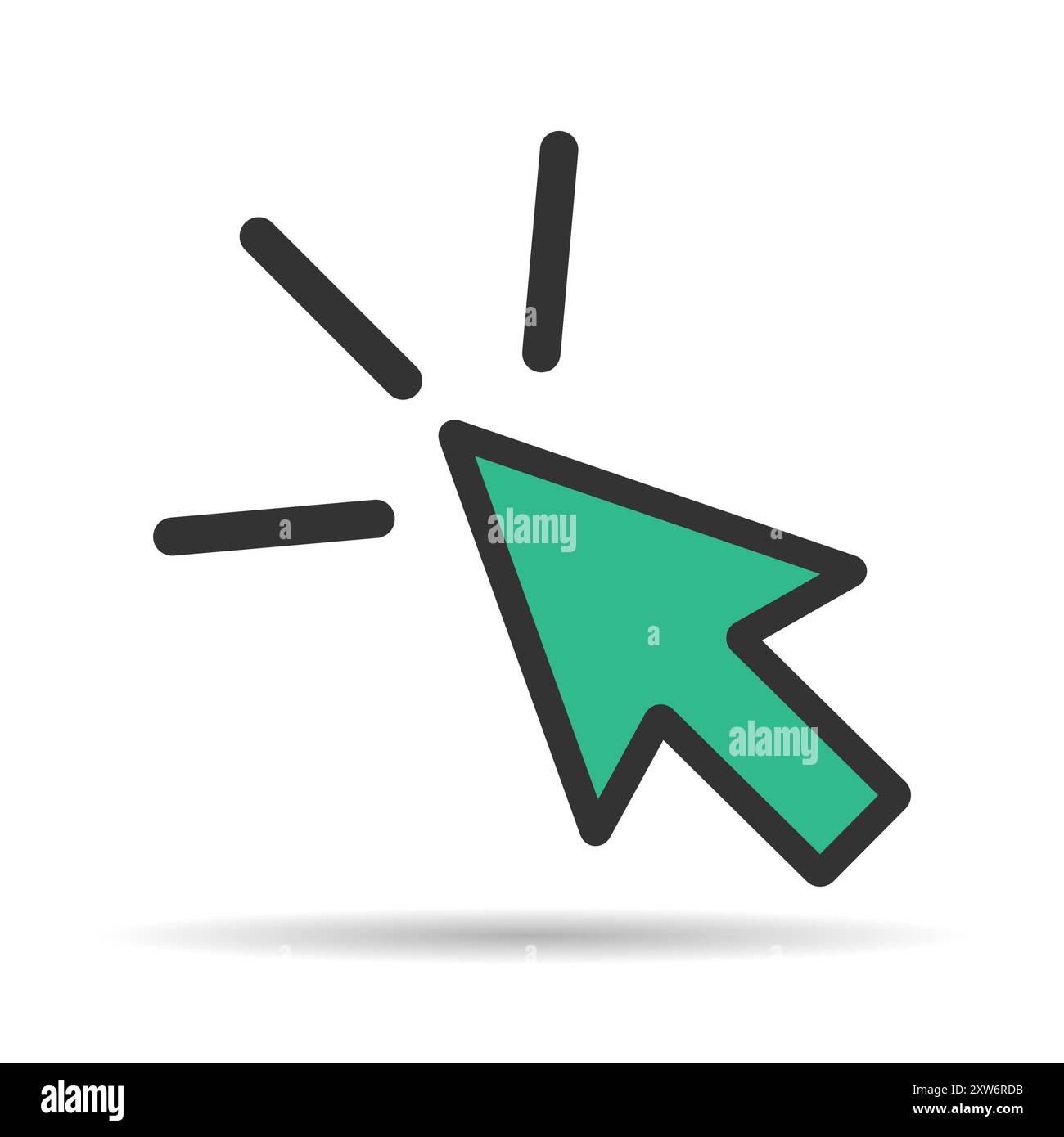 Click arrow mouse shadow icon, web button cursor. Digital design vector ...