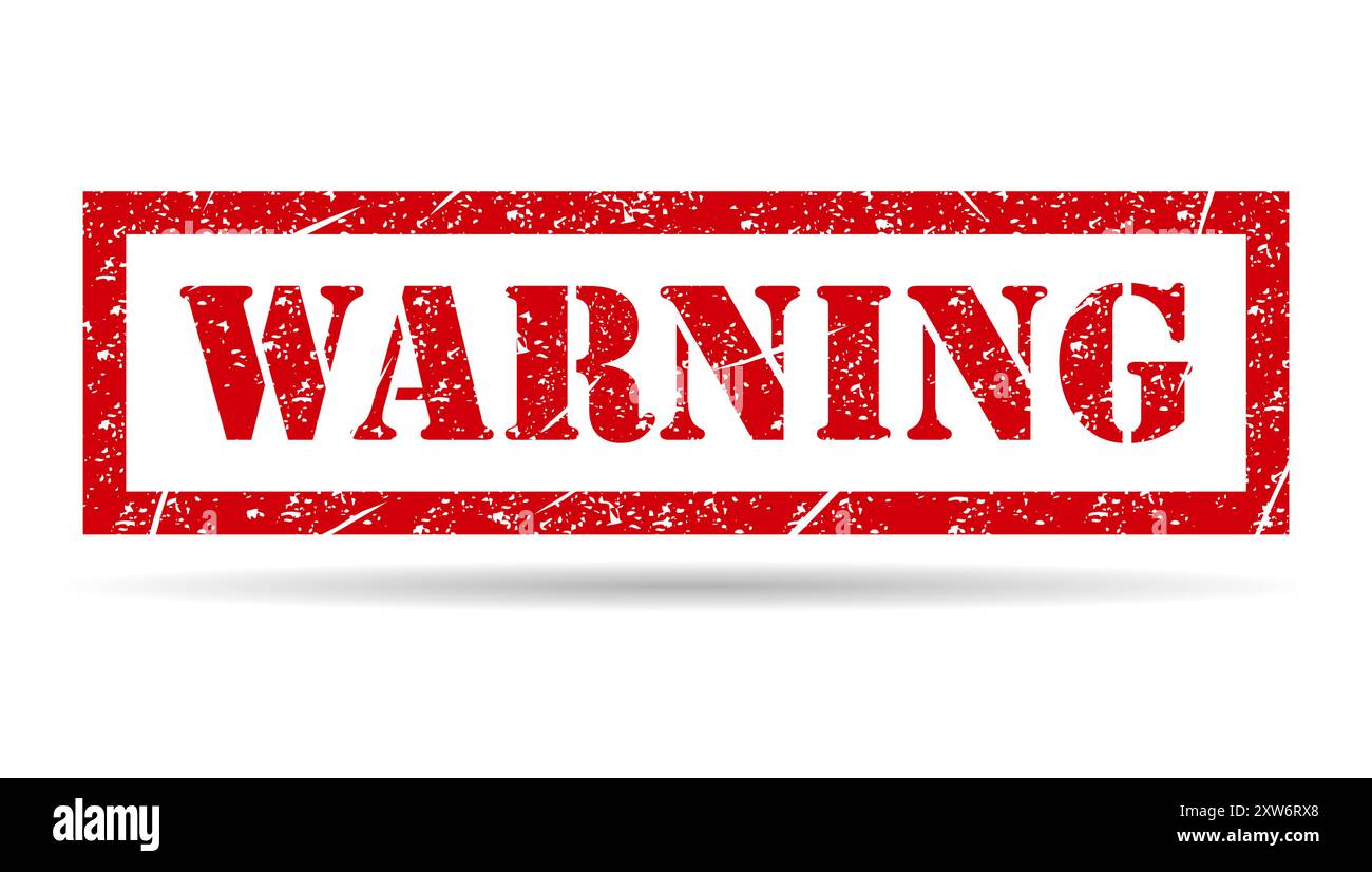 Warning stamp shadow symbol, label sticker sign button, text banner ...