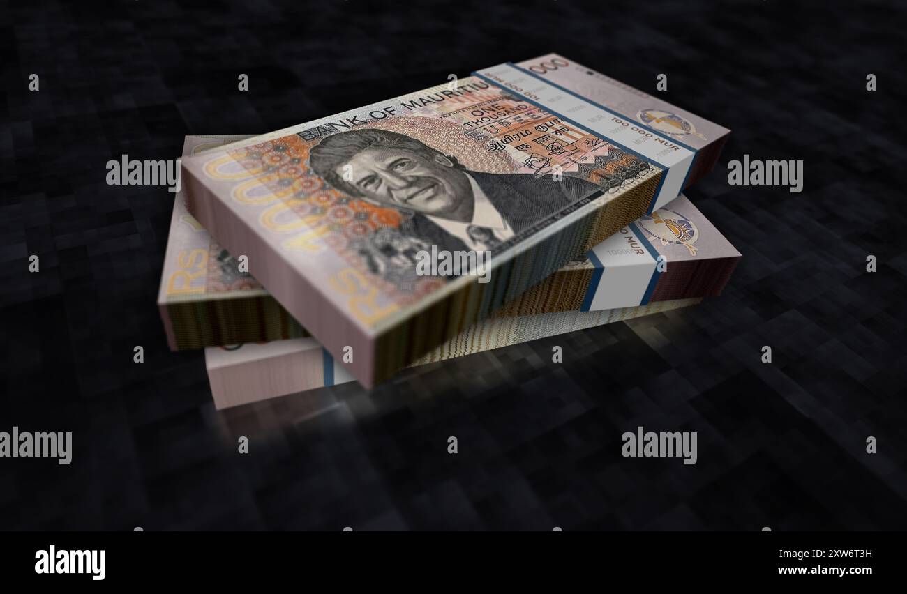 Mauritius money rupees money pack 3d illustration. 1000 MUR banknote ...