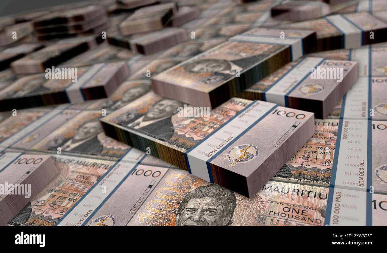 Mauritius money rupees money printing 3d illustration. 1000 MUR ...
