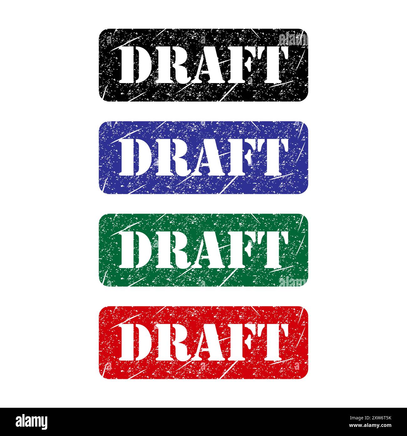 Set of Draft stamp symbol, label sticker sign button, text banner ...