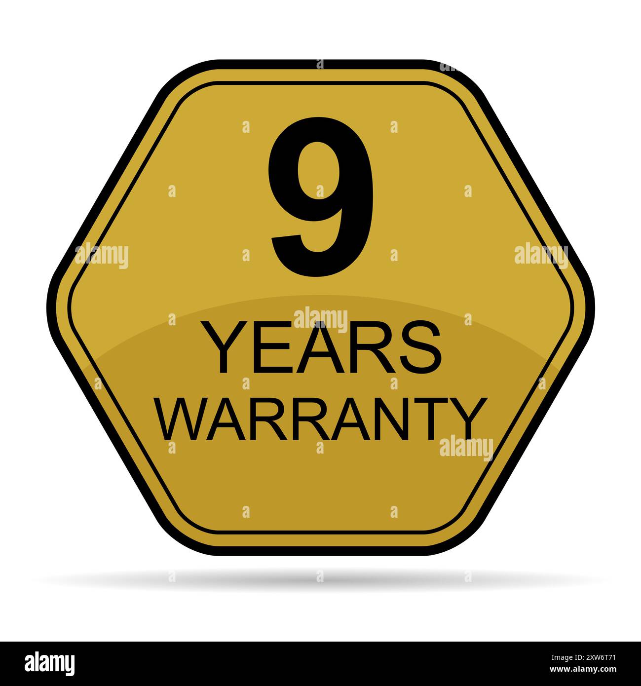 Nine years warranty shadow icon, badge seal guarantee certificate ...