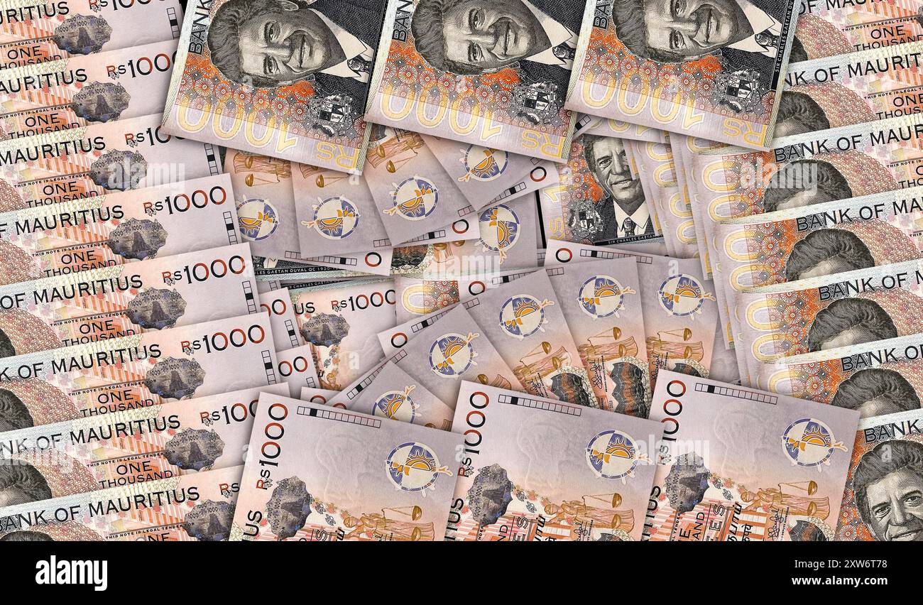 Mauritius money rupees money pack 3d illustration. 1000 MUR banknote ...