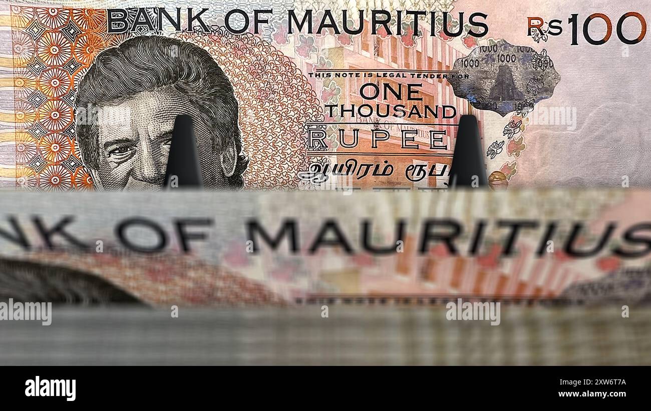 Mauritius money rupees money pack 3d illustration. 1000 MUR banknote ...