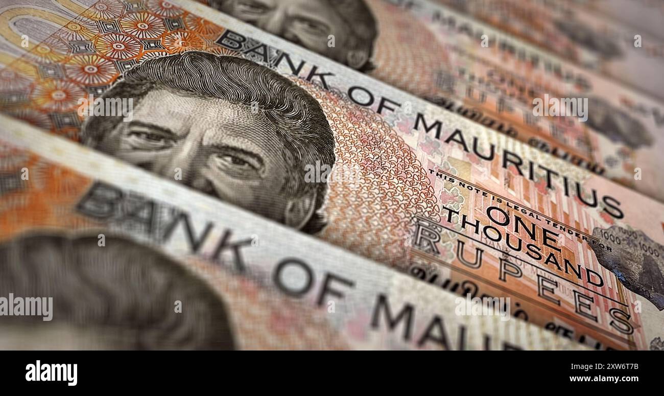 Mauritius money rupees money printing 3d illustration. 1000 MUR ...