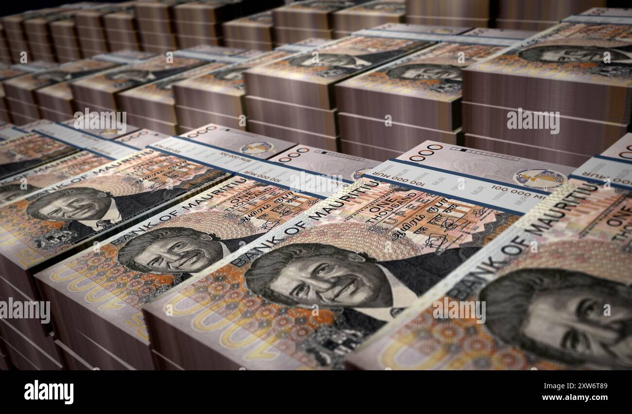 Mauritius money rupees money printing 3d illustration. 1000 MUR ...