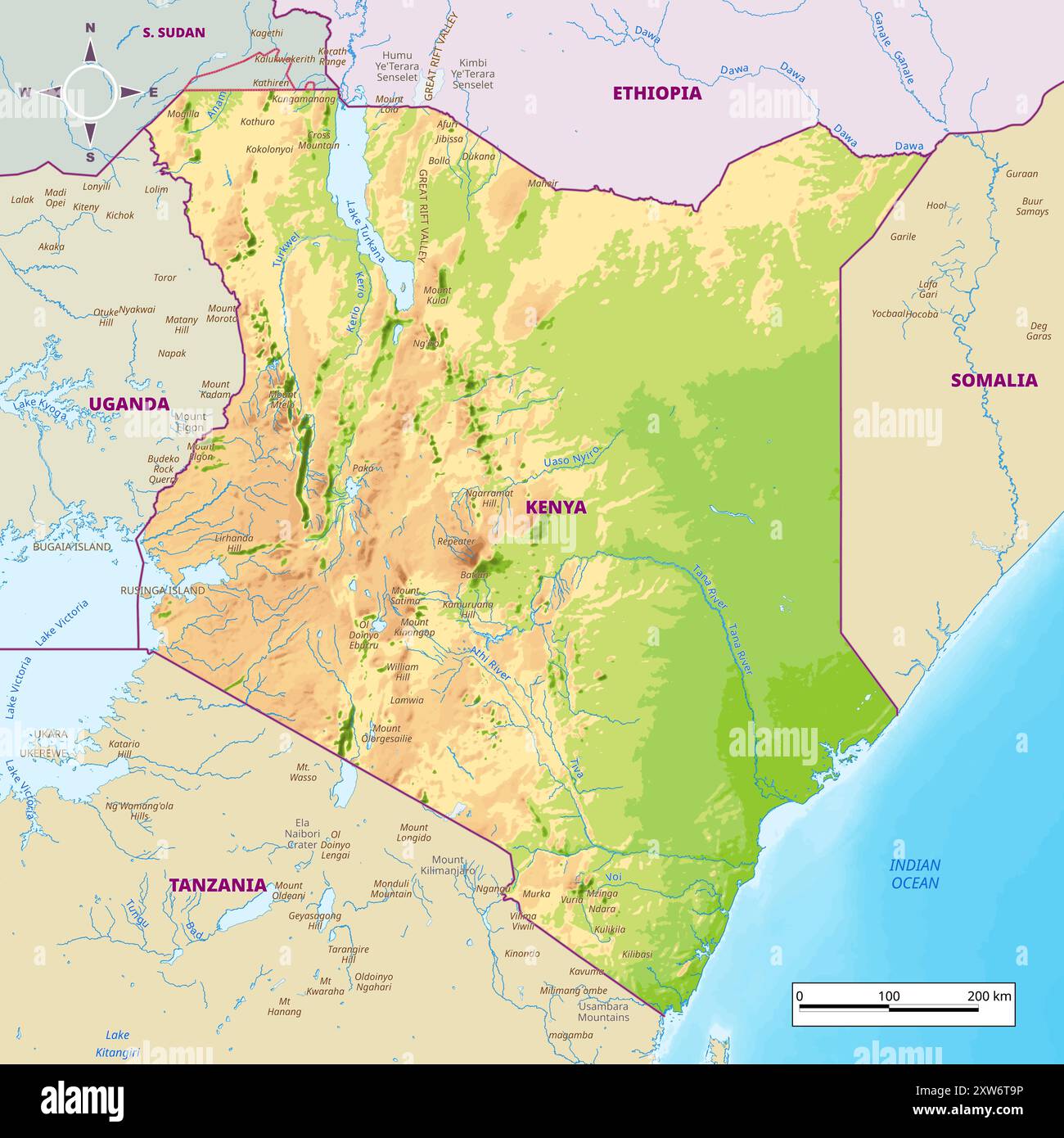 Blank kenya map hi-res stock photography and images - Alamy