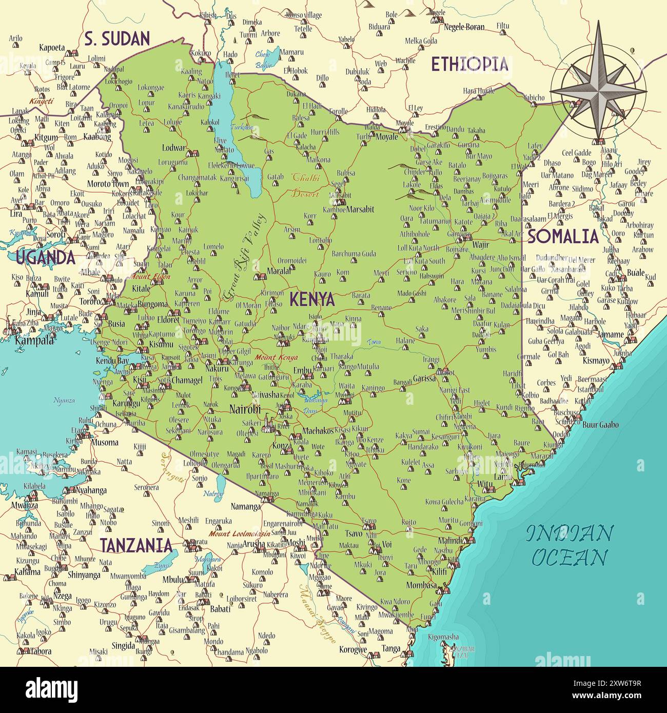 Vintage kenya map hi-res stock photography and images - Alamy