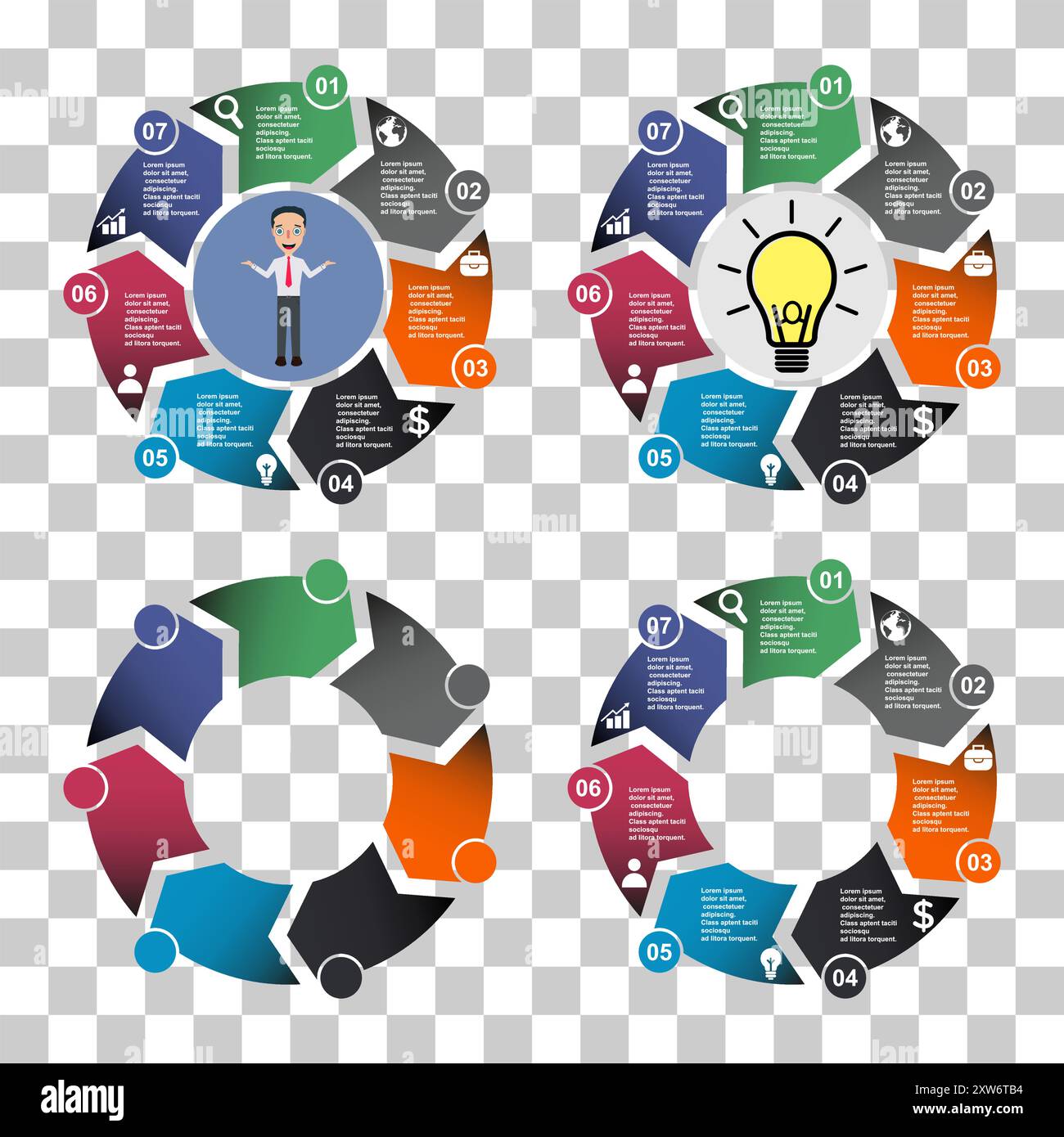 Set of Information round diagram 8 steps, infographic graphic pie ...
