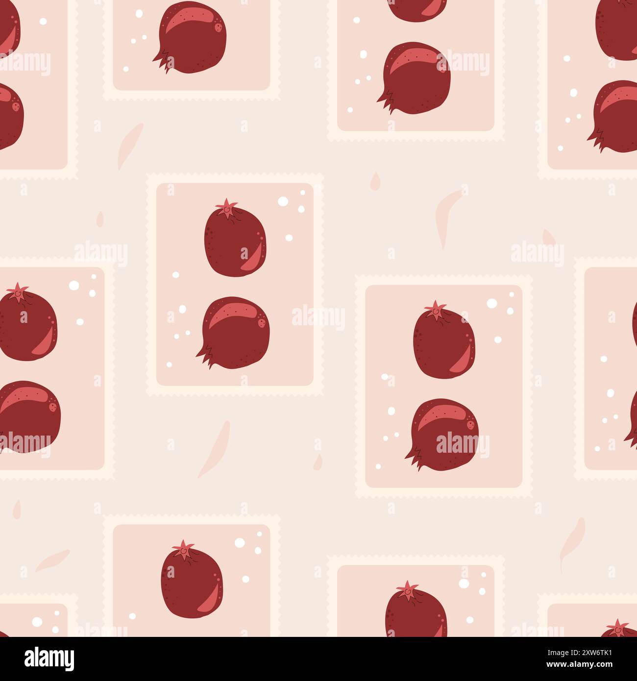 Pomegranates seamless pattern. Patchwork repeat background. Vector hand ...