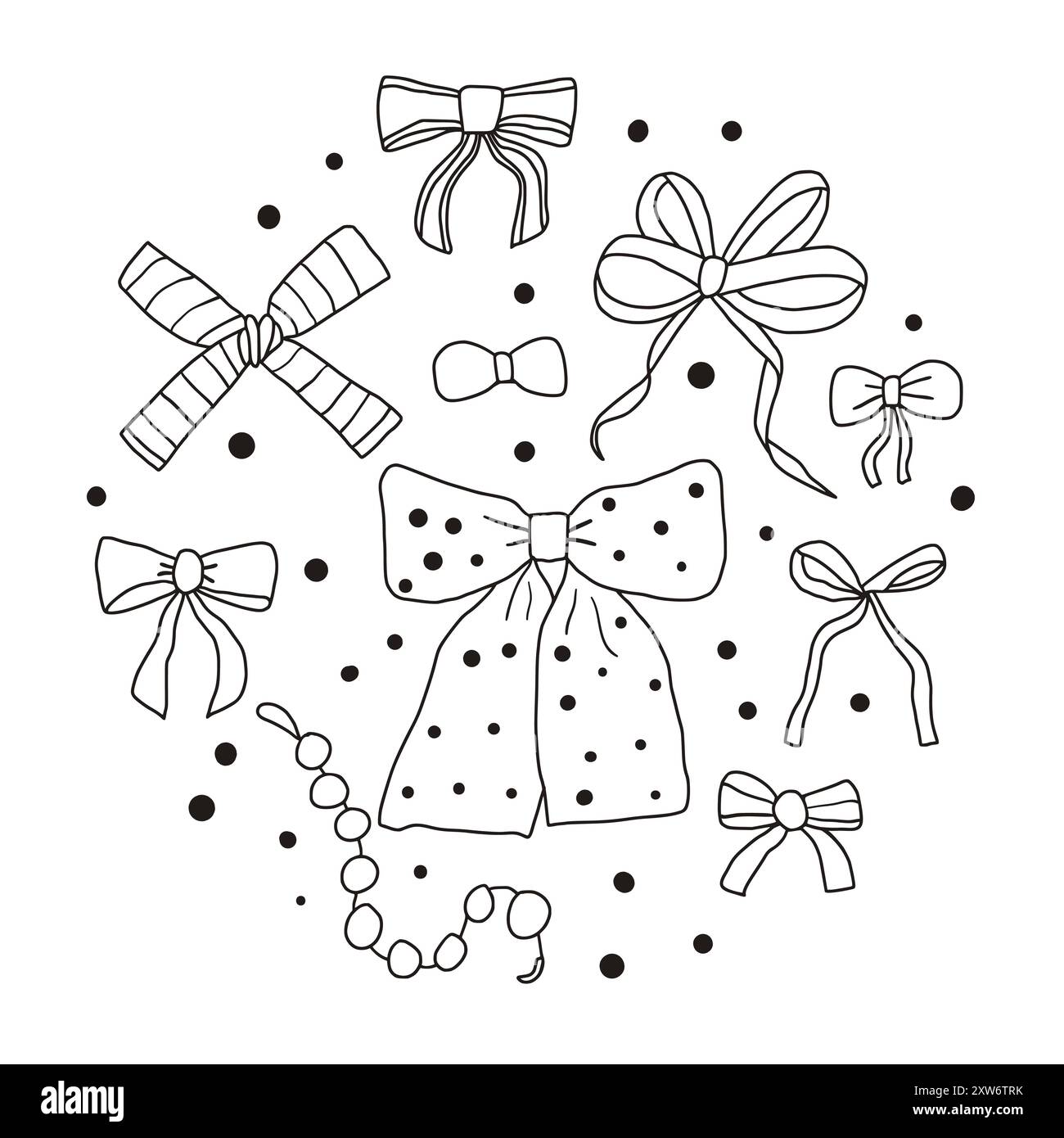 Bows round emblem. Decorative band for present circular composition ...