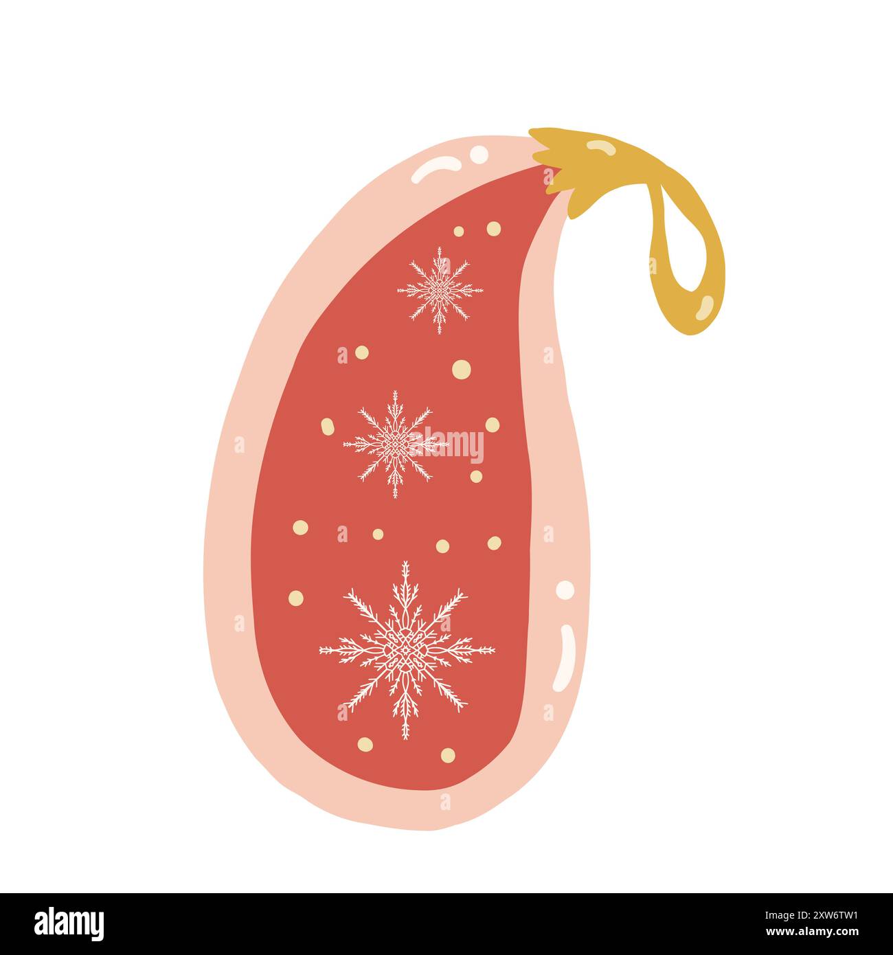 Christmas bauble in paisley shape with snowflakes decor isolated on ...