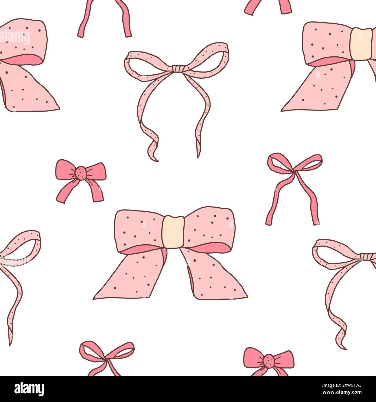 Bow seamless pattern. Decorative band endless background. Vector hand ...