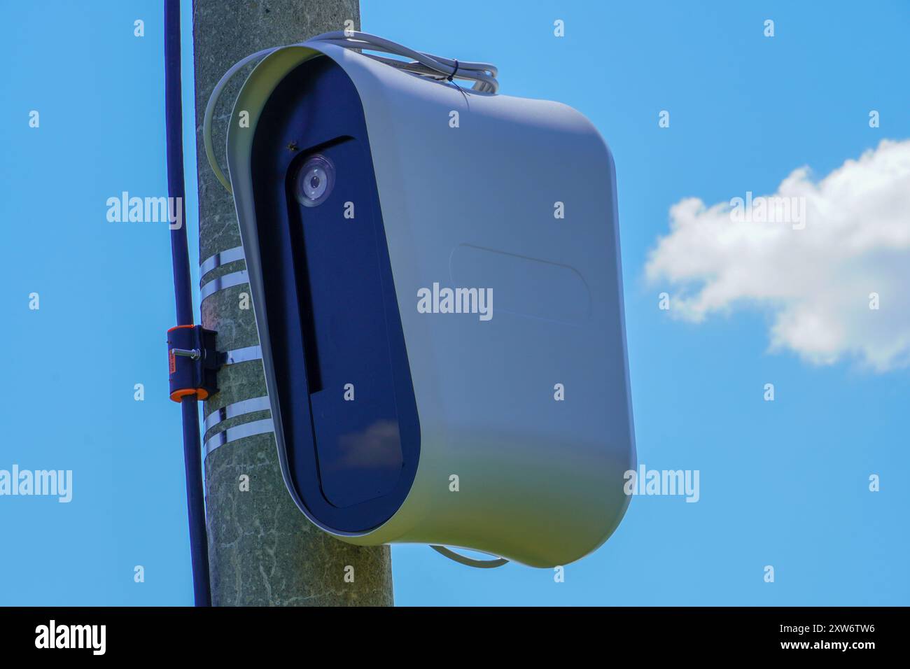 Closeup of a modern speed camera (traffic speed monitoring camera ...