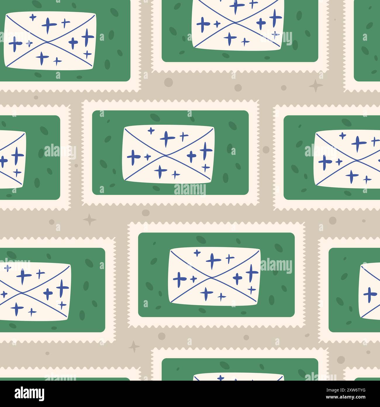 Envelope quilted seamless pattern. Christmas repeat background. Letter ...