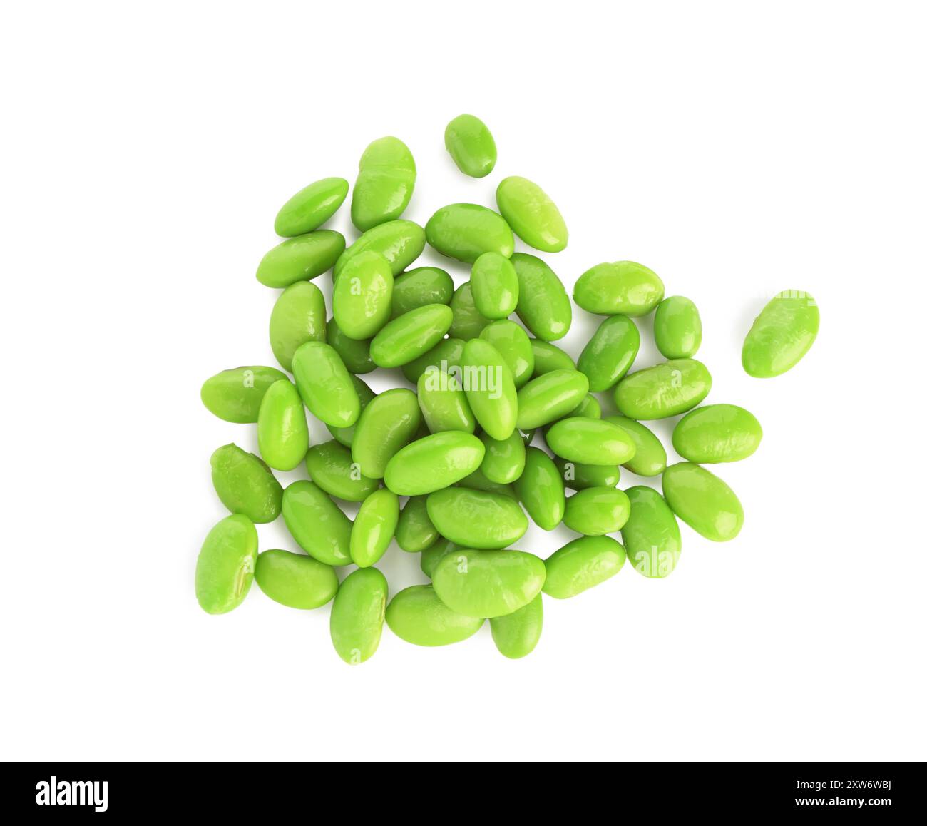 Raw green edamame soybeans isolated on white, top view Stock Photo - Alamy